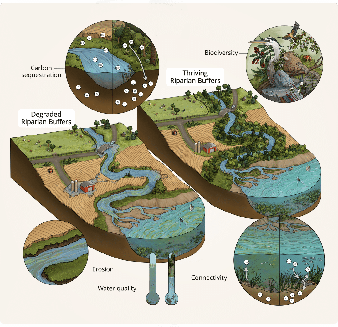 What are riparian buffers? And how does restoring them on private lands ...